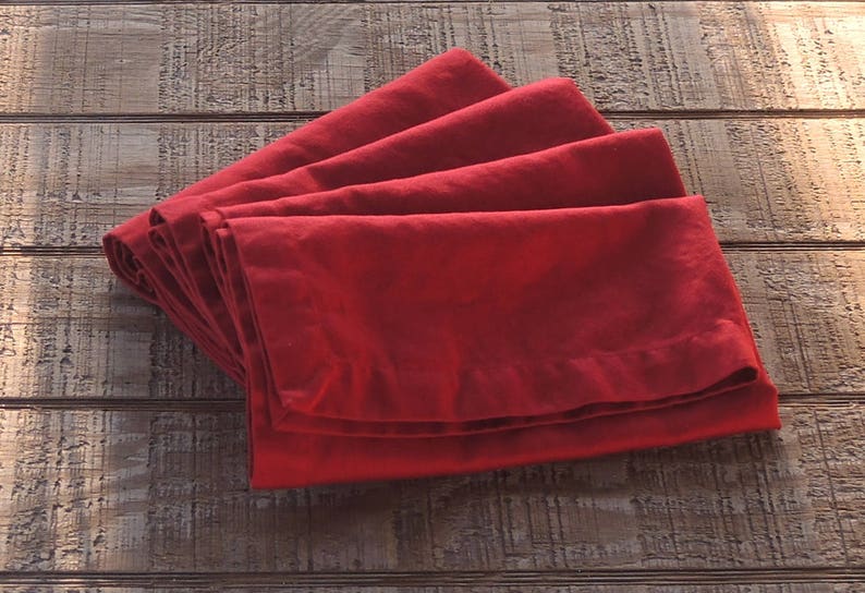 Set of 4 Red Cotton Cloth Dinner Napkins Eco Friendly Vintage | Etsy