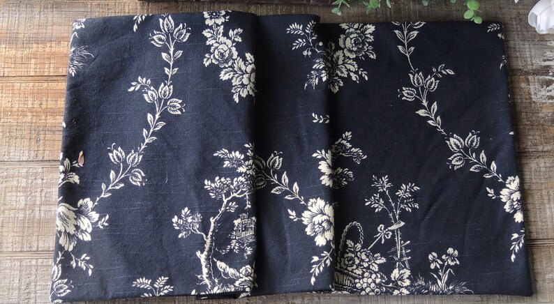 Waverly Black Toile Table Runner Black Cream Floral Toile Home - Etsy
