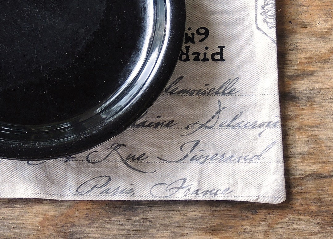French Script Lined Cotton Placemats Set of 4 Modern French Farmhouse ...
