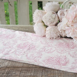 Cream and Pink Toile Table Runner Lined Table Mat Tea Party Linens ...