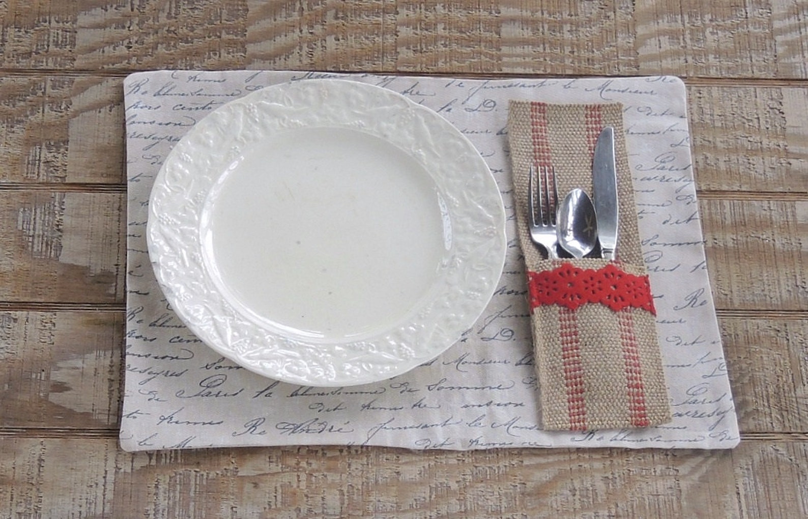 Burlap Felt Trim Silverware Sleeve Striped Jute Home Decor - Etsy