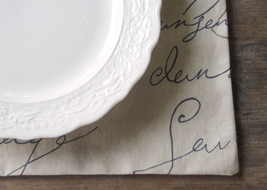 French Script Lined Placemats Set of 4 Modern French Farmhouse, Custom ...