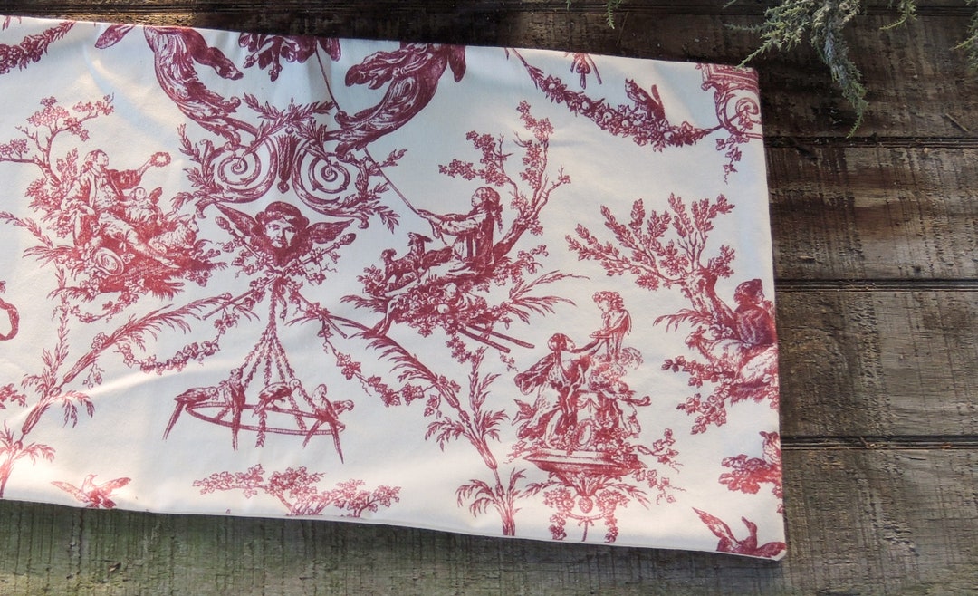 French Country Red and Cream Toile Table Runner Custom Order Table ...