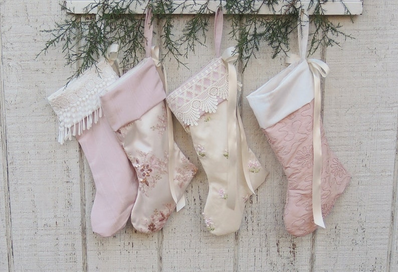 Pink and Cream Stockings Gorgeous Heirloom Christmas Stocking First ...