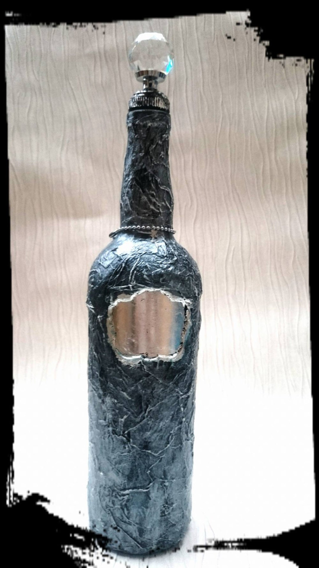 Glass Bottle Laughs in Old Silver With Crystal Stopper,altered Bottle ...