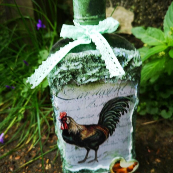 Rooster Glass Bottle - Etsy