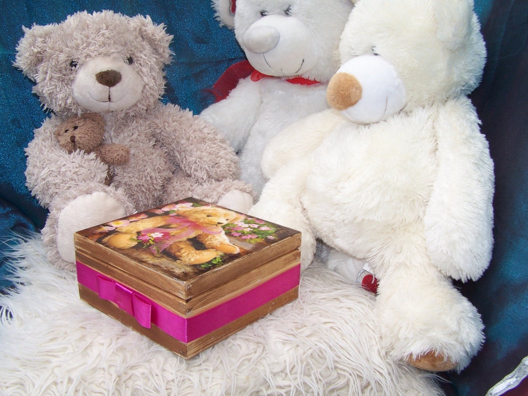 Teddy Bear, Keepsake Box,tea Box,jewellery Storage, Decoupage Box ...
