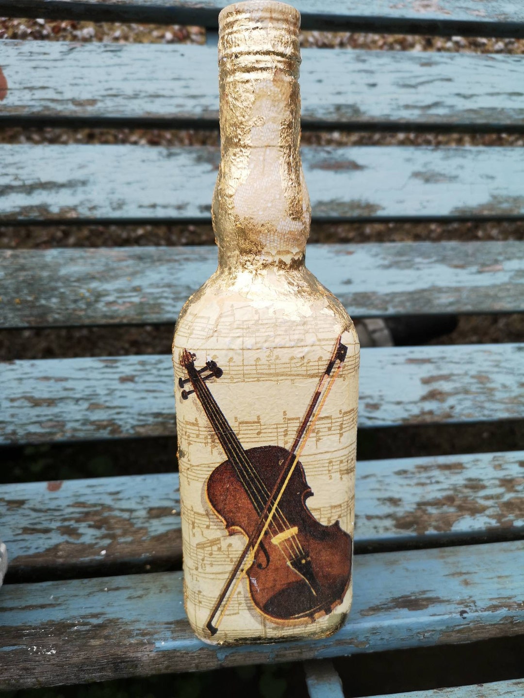 Violin Bottle, Music Bottle, Vintage Bottle, Whiskey Bottle, Altered ...