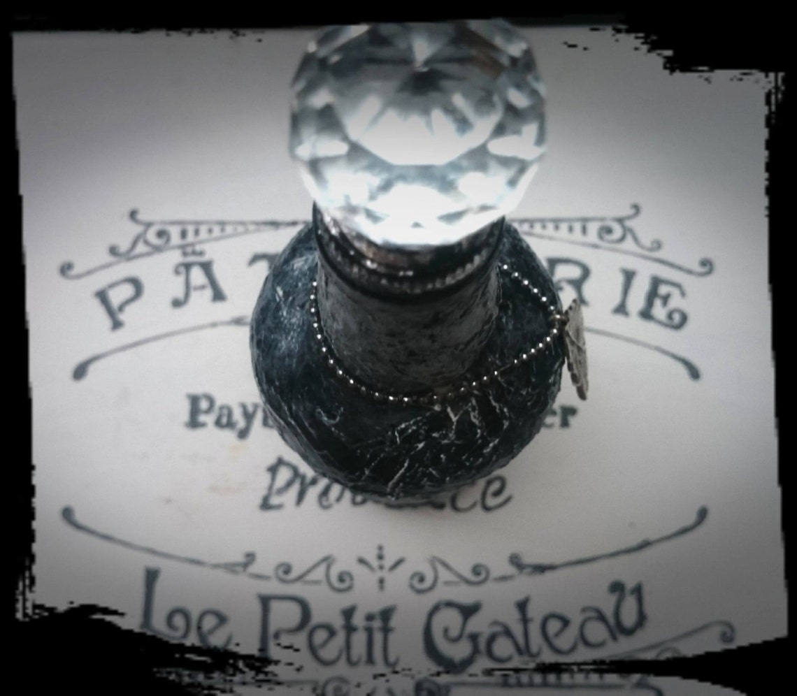 Glass Bottle Laughs in Old Silver With Crystal Stopper,altered Bottle ...