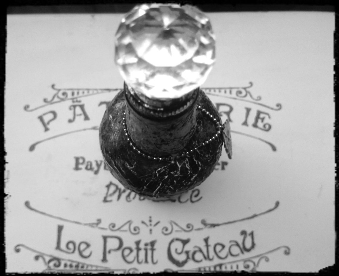 Glass Bottle Laughs in Old Silver With Crystal Stopper,altered Bottle ...