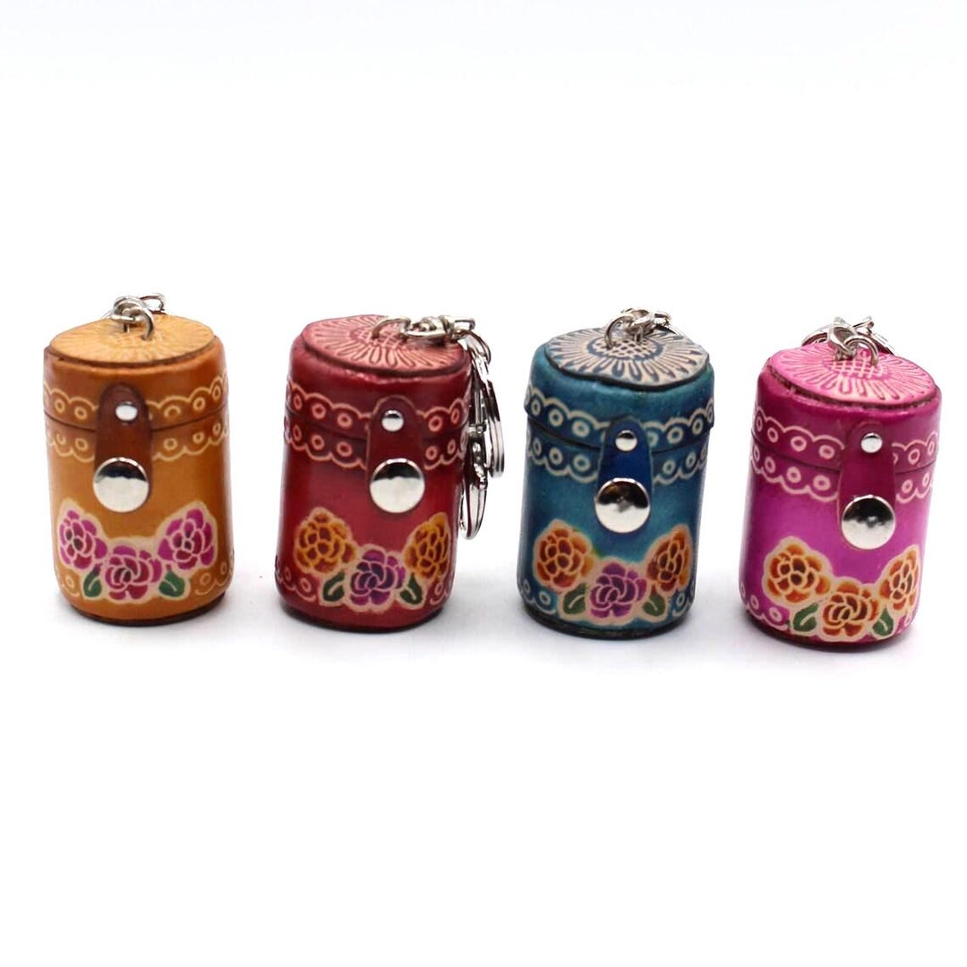 Handmade Genuine Leather Coin Pill Holder Key Chain Car Keys Medicine ...