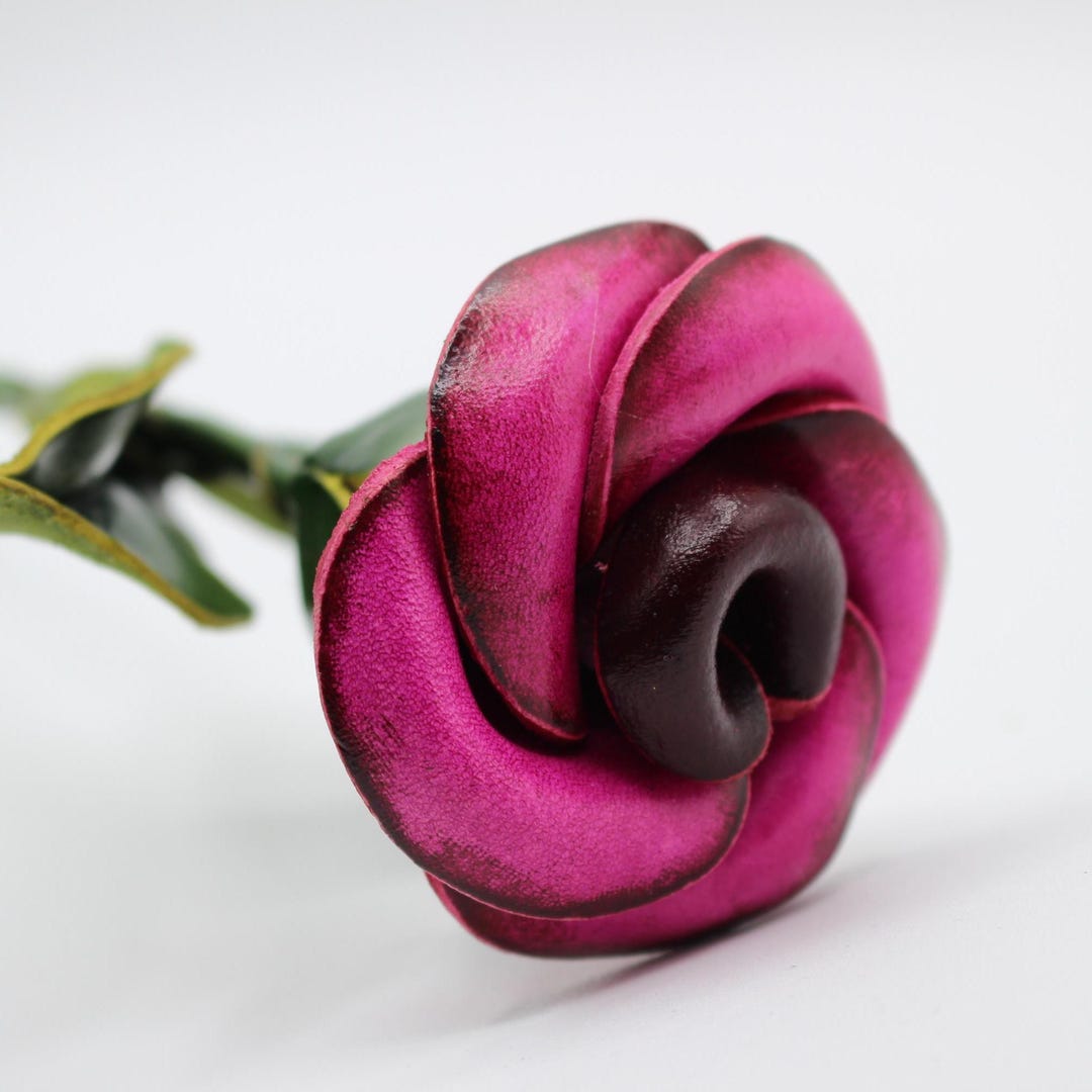 Genuine Handmade Leather Rose Flower 3rd Anniversary Gift Valentine's ...