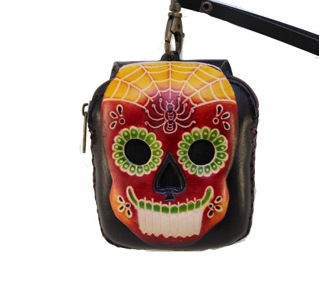 Genuine Handmade Leather Sugar Skull Coin Purse - Etsy
