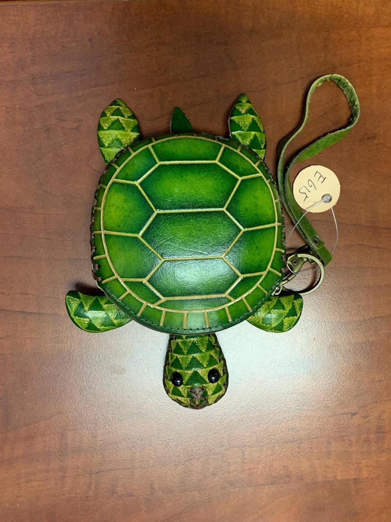 Handmade Leather Sea Turtle Coin Purse: Green Mini Animal Bag - Etsy