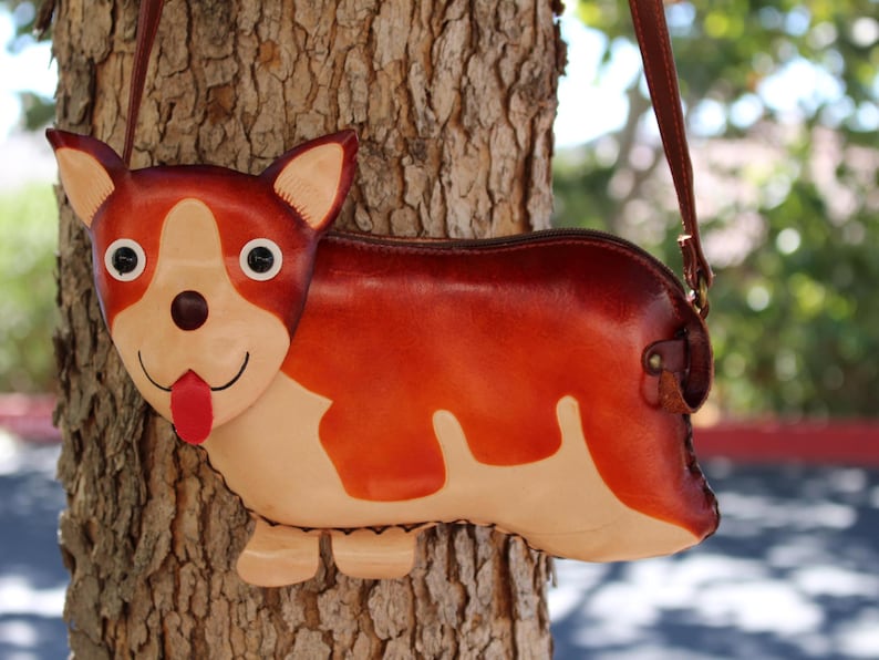 Handmade Leather Corgi Puppy Dog Purse Crossbody Handbag - Etsy
