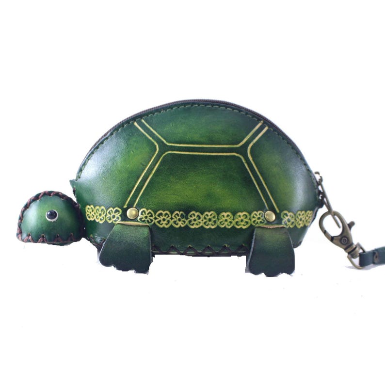 Handmade Leather Green Turtle Coin Purse: Animal Wallet - Etsy