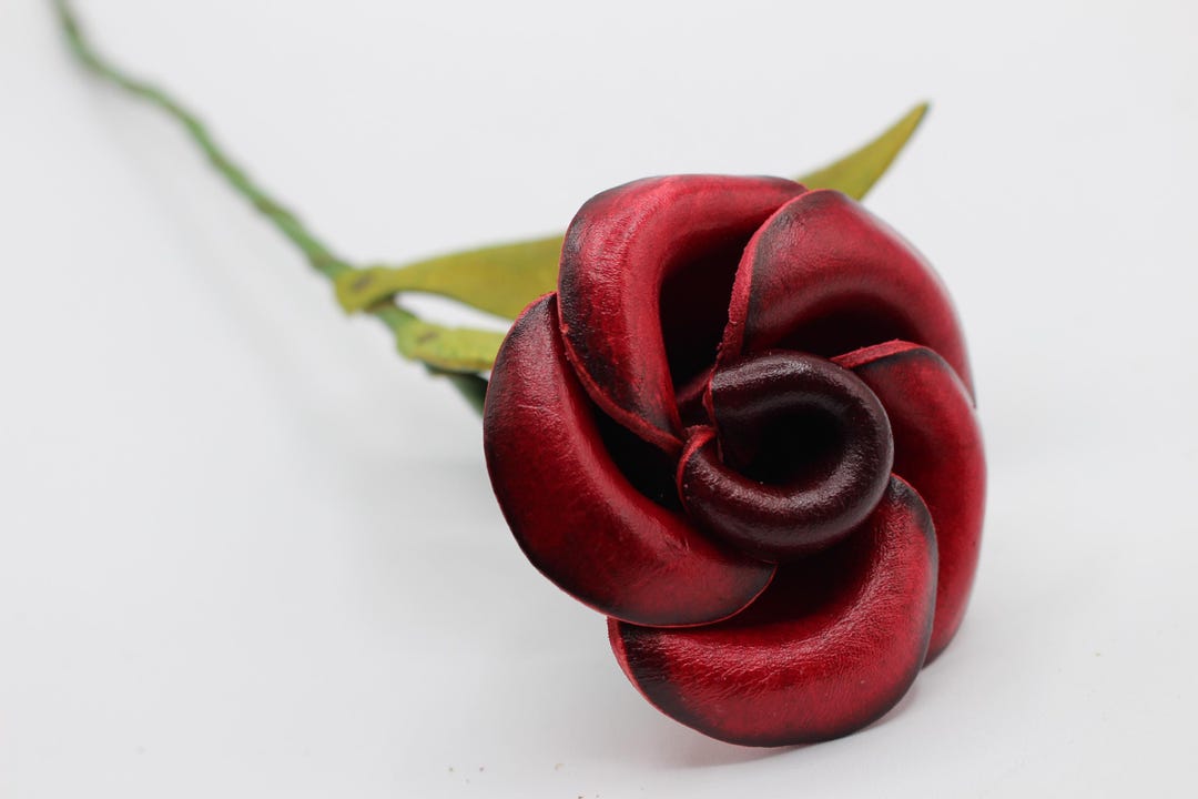 Genuine Handmade Leather Rose Flower 3rd Anniversary Gift - Etsy