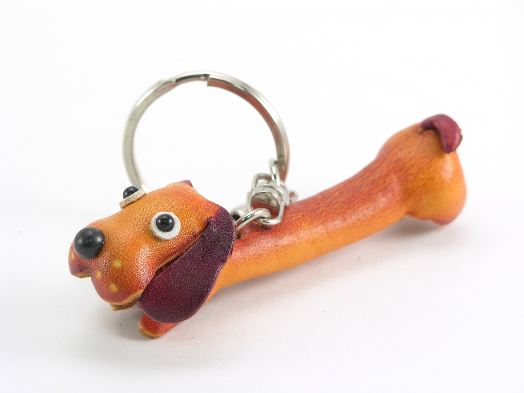 Genuine Handmade Leather Dachshund Hot Dog Key Chain - Etsy