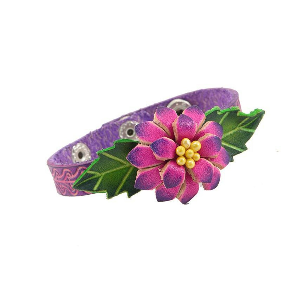 Genuine Handmade Leather Flower Bracelet - Etsy