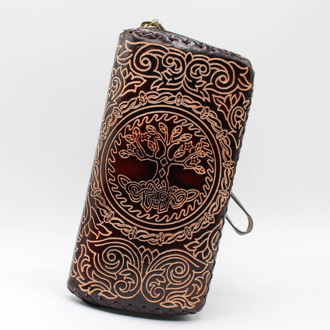 Genuine Handmade Leather Tree of Life Wallet - Etsy