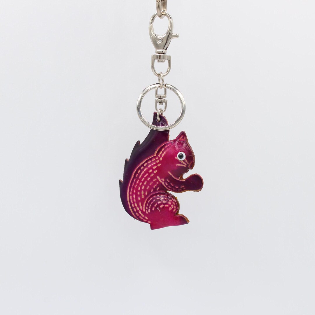 Genuine Handmade Leather Squirrel Key Chain - Etsy