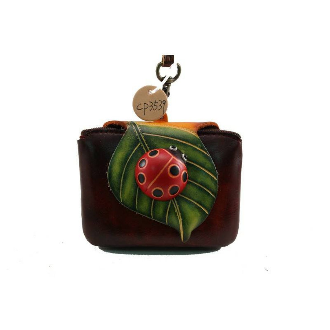 Genuine Handmade Leather Ladybug With Leaf Coin Purse / Wallet ...