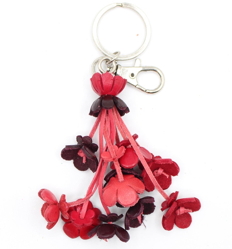 Genuine Handmade Leather Flower Keychain - Etsy