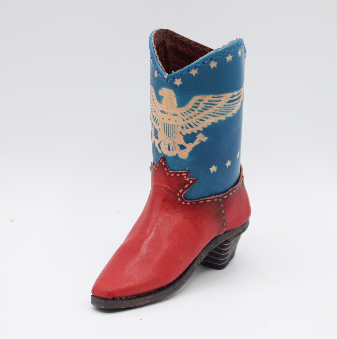 Genuine Handmade Leather Cowboy Boot Pencil Holder / Western Eagle ...