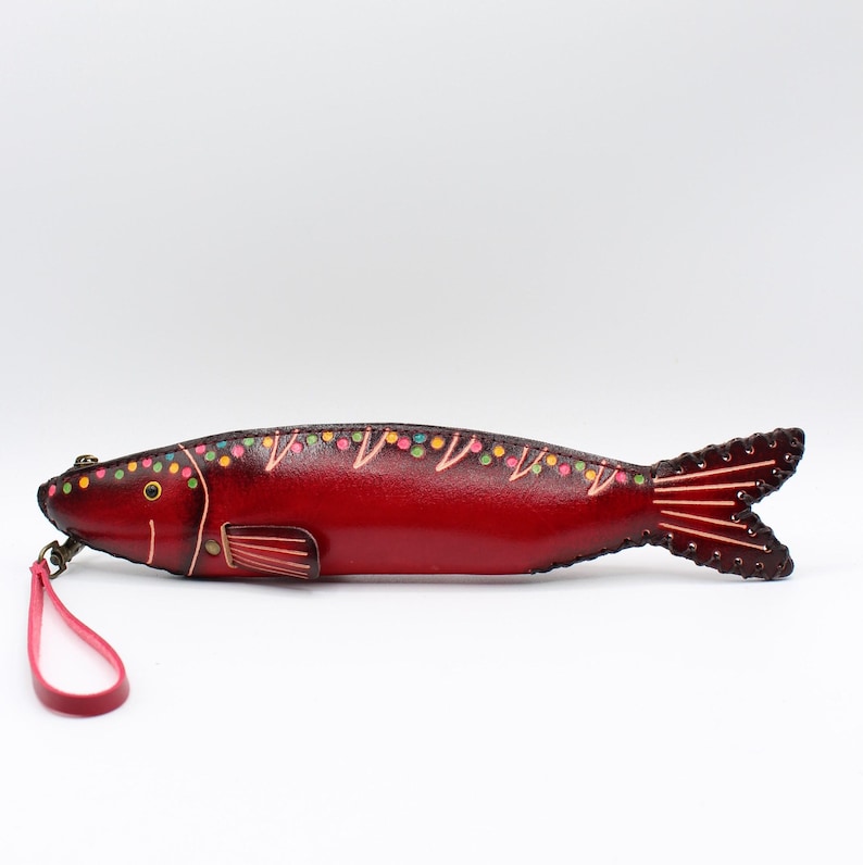 Handmade Leather Mackerel Fish Pencil Case - Etsy