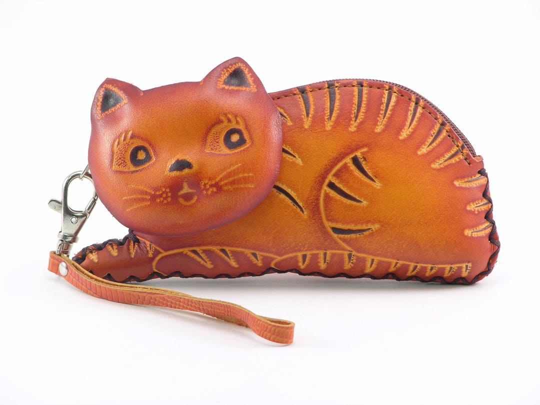 Genuine Leather Cat Coin Purse/ Wallet - Etsy