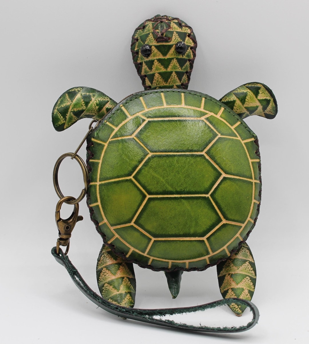 Handmade Leather Sea Turtle Coin Purse: Green Mini Animal Bag - Etsy