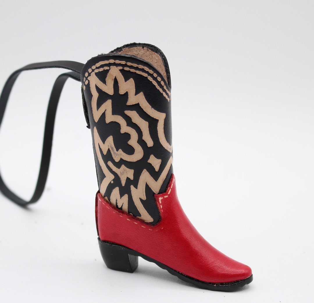 Handmade Leather Cowboy Boots Ornaments - Etsy