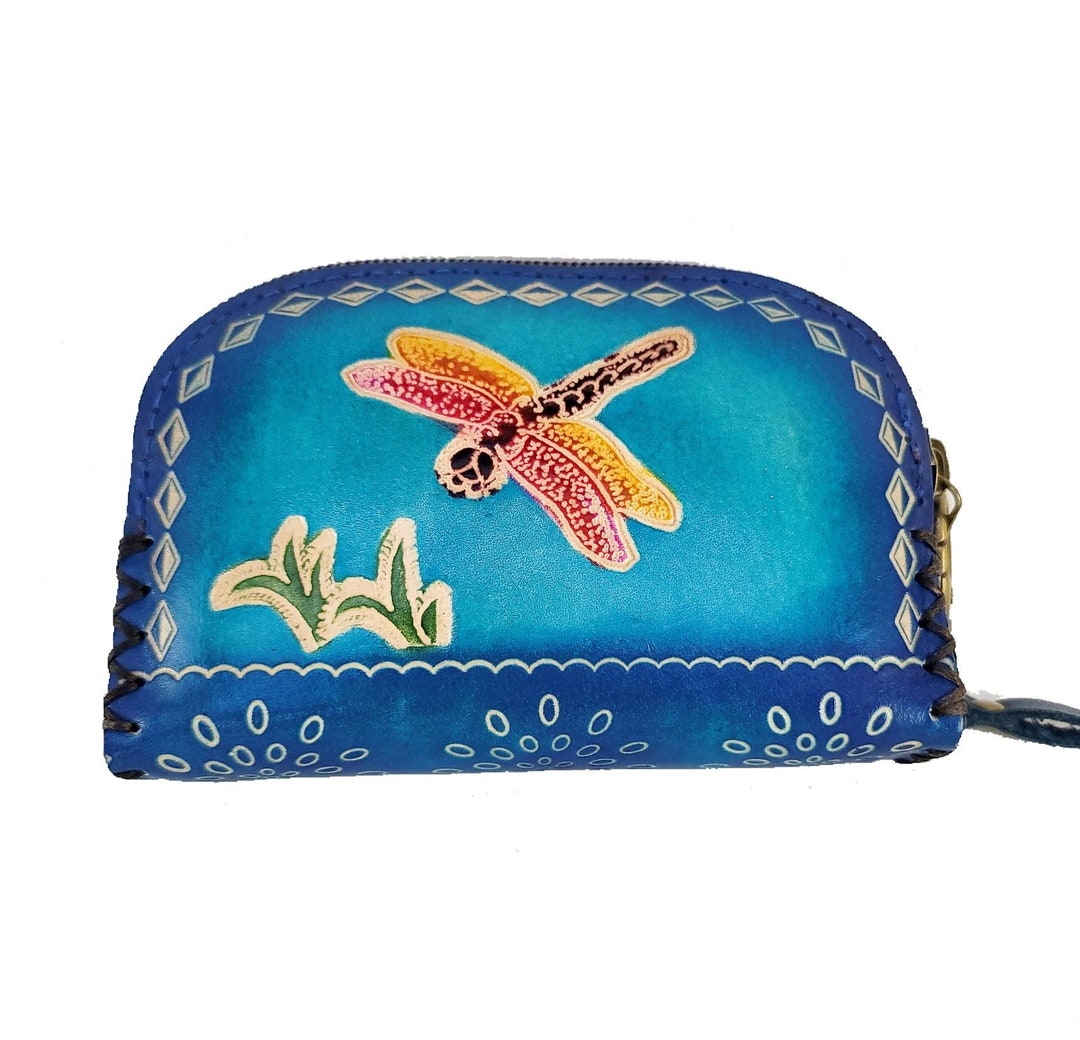 Genuine Handmade Leather Dragonfly Wristlet / Coin Purse / Wallet - Etsy