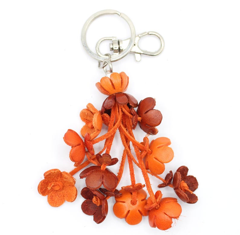 Genuine Handmade Leather Flower Keychain - Etsy