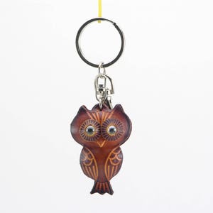 Genuine Handmade Leather Owl Key Chain - Etsy