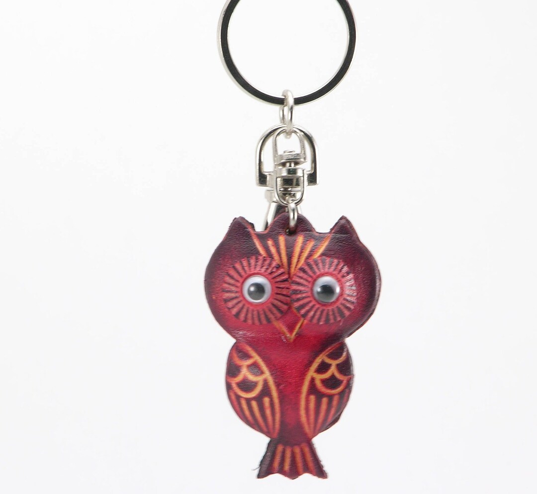 Genuine Handmade Leather Owl Key Chain - Etsy