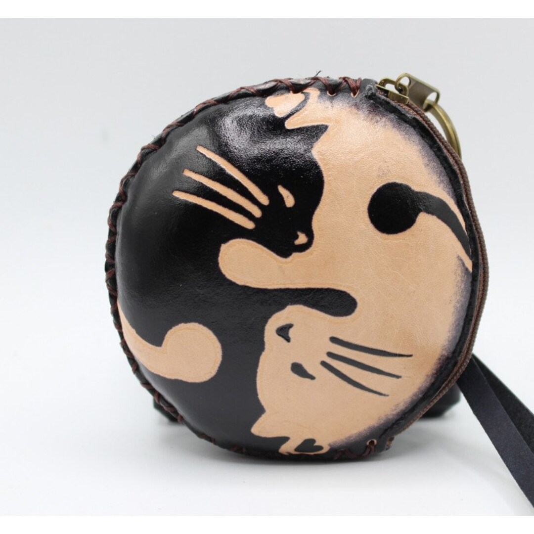 Genuine Handmade Leather Yin Yang Cat Wristlet / Coin Purse / Wallet - Etsy