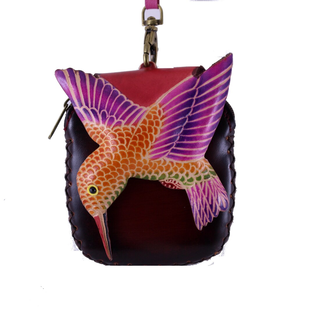 Genuine Handmade Leather Hummingbird Coin Purse / Wristlet - Etsy