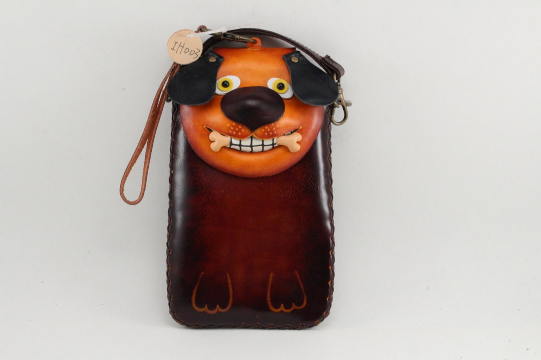 Genuine Handmade Leather Dog With Bone Cell Phone Case - Etsy