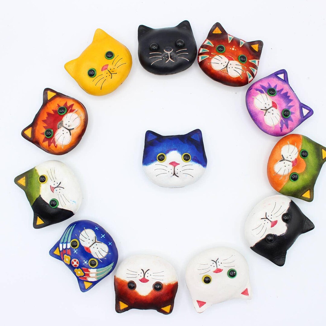 Handmade Leather Cat Kitty Magnets Refrigerator 12 Pcs - Etsy