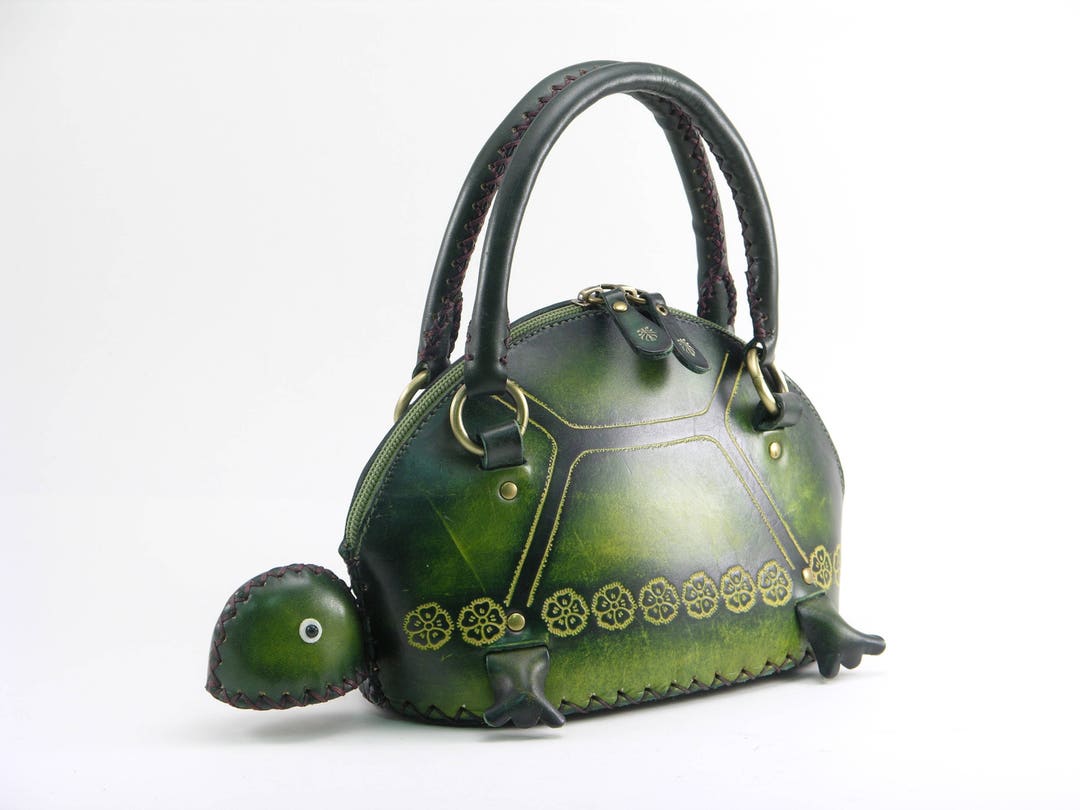 Genuine Handmade Leather Green Turtle Handbag Tote Bag - Etsy