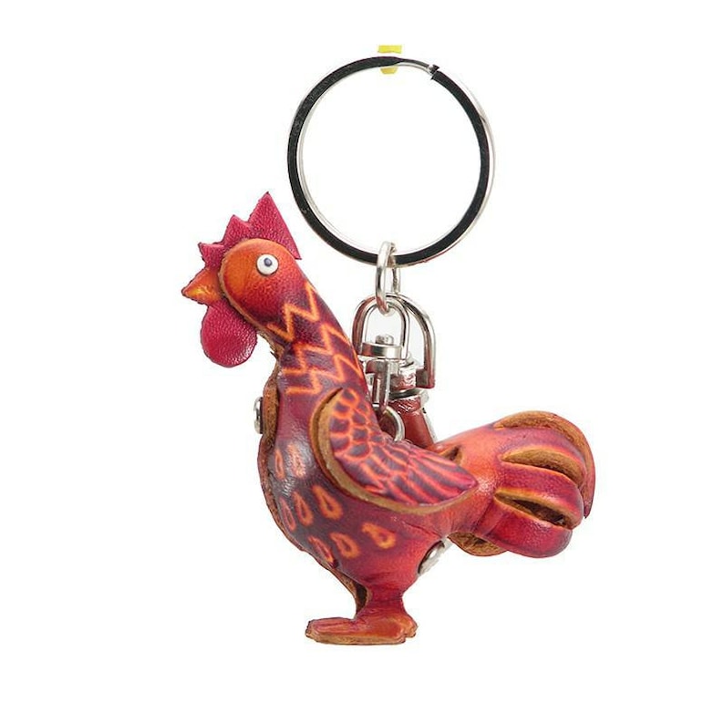Handmade Leather Chicken Key Chain - Etsy