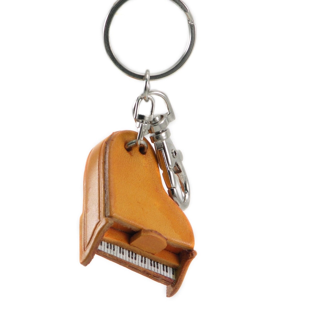Genuine Handmade Leather Piano Keychain - Etsy