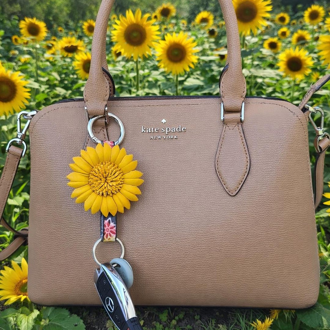 Genuine Handmade Leather Key Fob With Removable Flower Sunflower/ Key ...