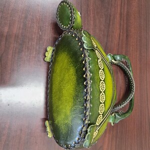 Genuine Handmade Leather Green Turtle Handbag - Etsy