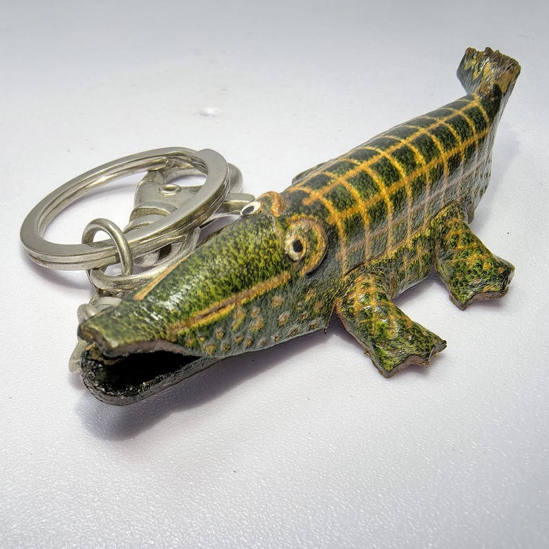 Handmade Leather Crocodile Keychain - Etsy