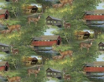 Covered Bridge Fabric | Etsy