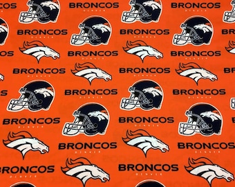 NFL DENVER BRONCOS Vintage Retro Print Football 100% Cotton - Etsy