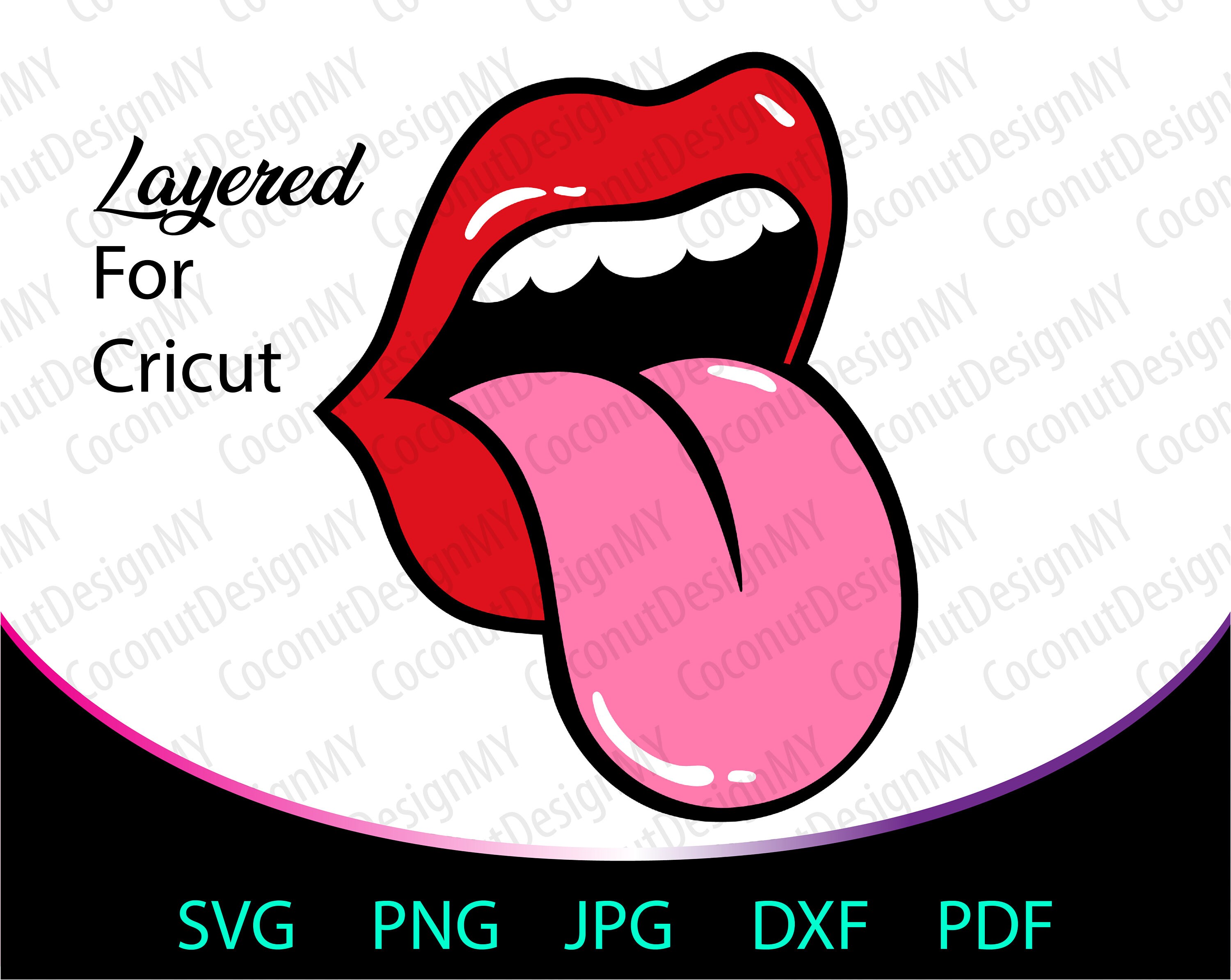 Lips, Rock SVG Digital Clipart Png Red Lips SVG Layered Cricut Tongue ...
