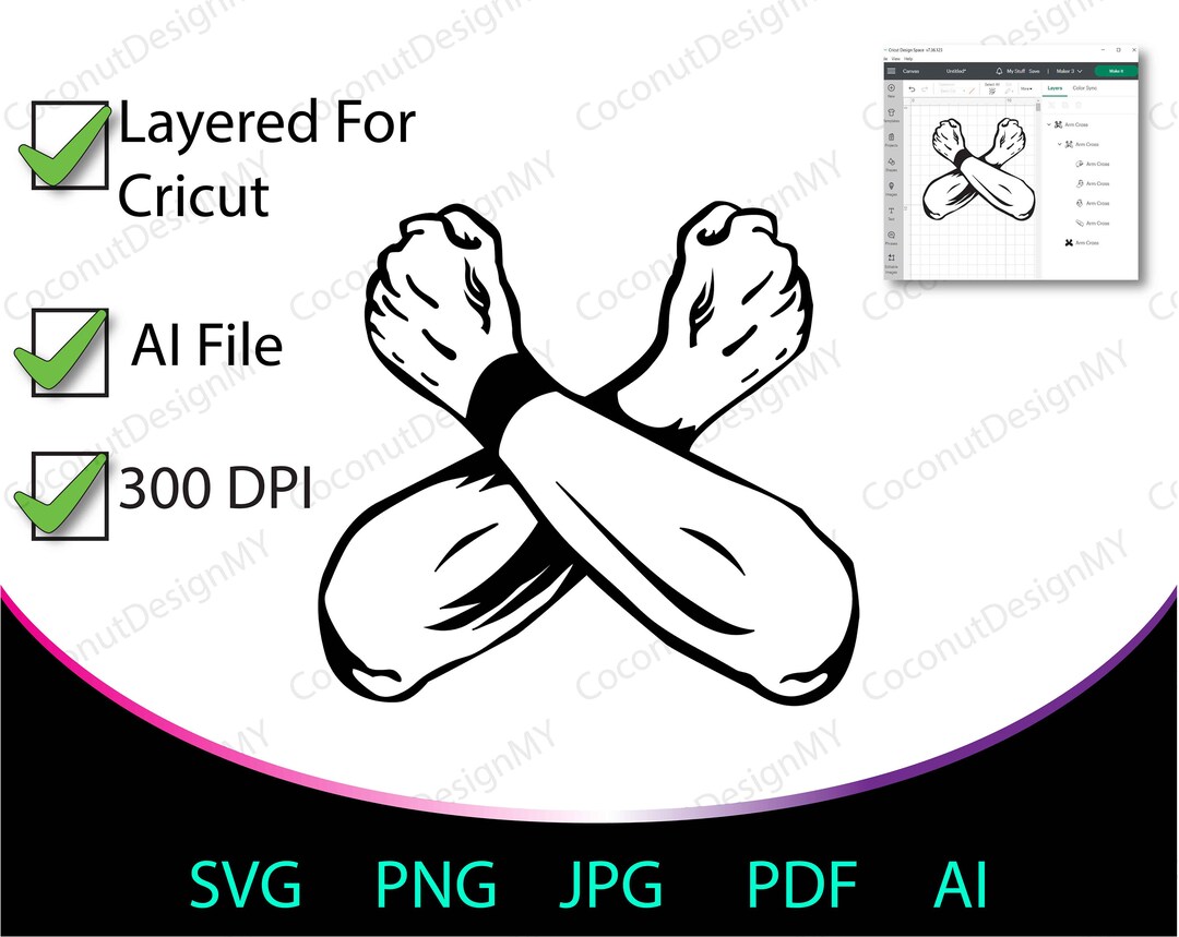 Cross Arms SVG | Arms Crossed Gesture | Silhouette Cameo | Cricut ...